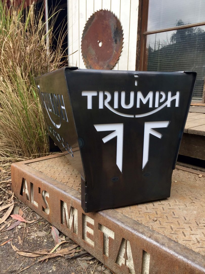 FLAT PACK Triumph Motorcycles Fire Pit | AMFX Metal Art Fire Pits