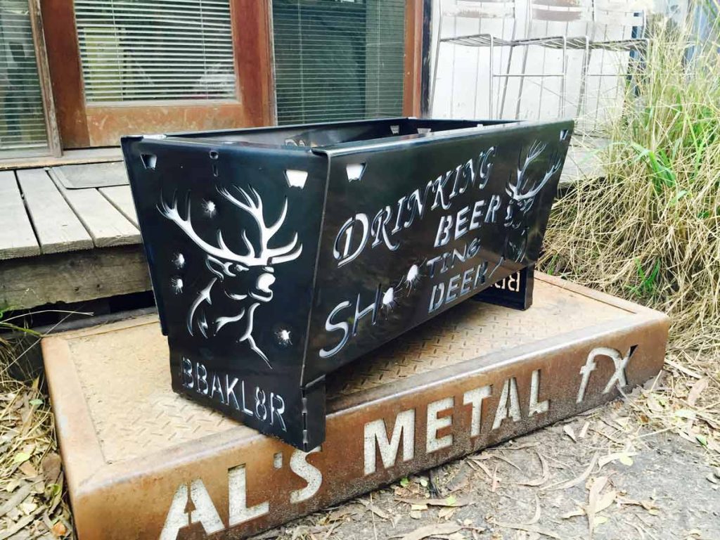 Drinking Beer Shooting Deer Fire Pit | AMFX Metal Art Fire Pits